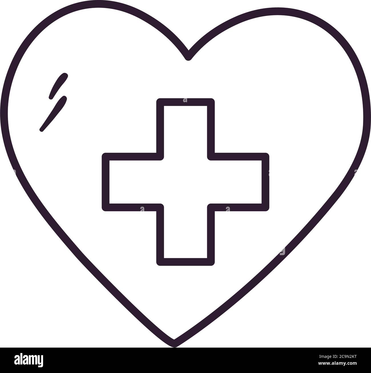 cross in heart line style icon design of Medical care health and ...