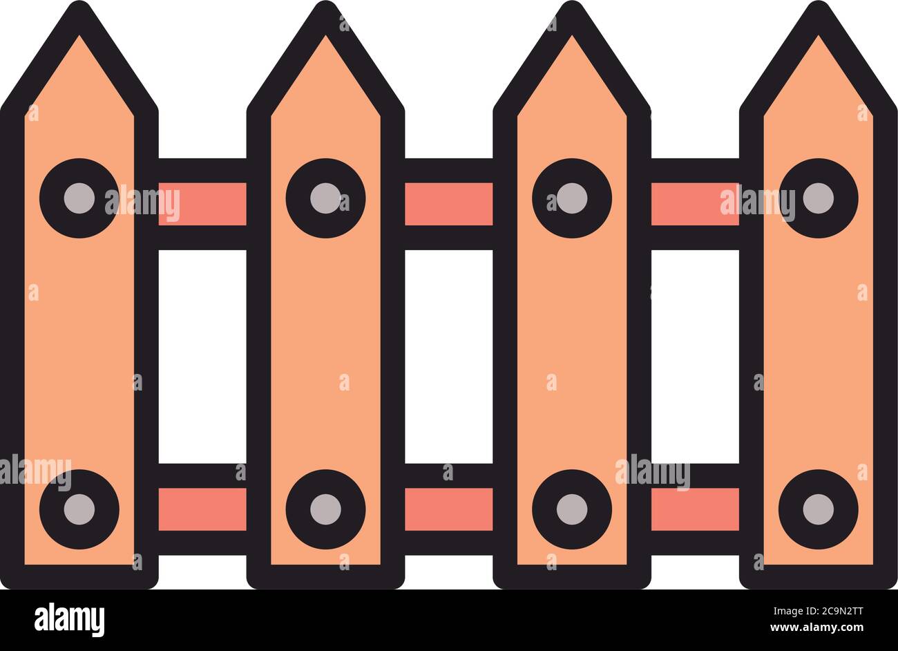 farm fence line and fill style icon design, agronomy lifestyle ...