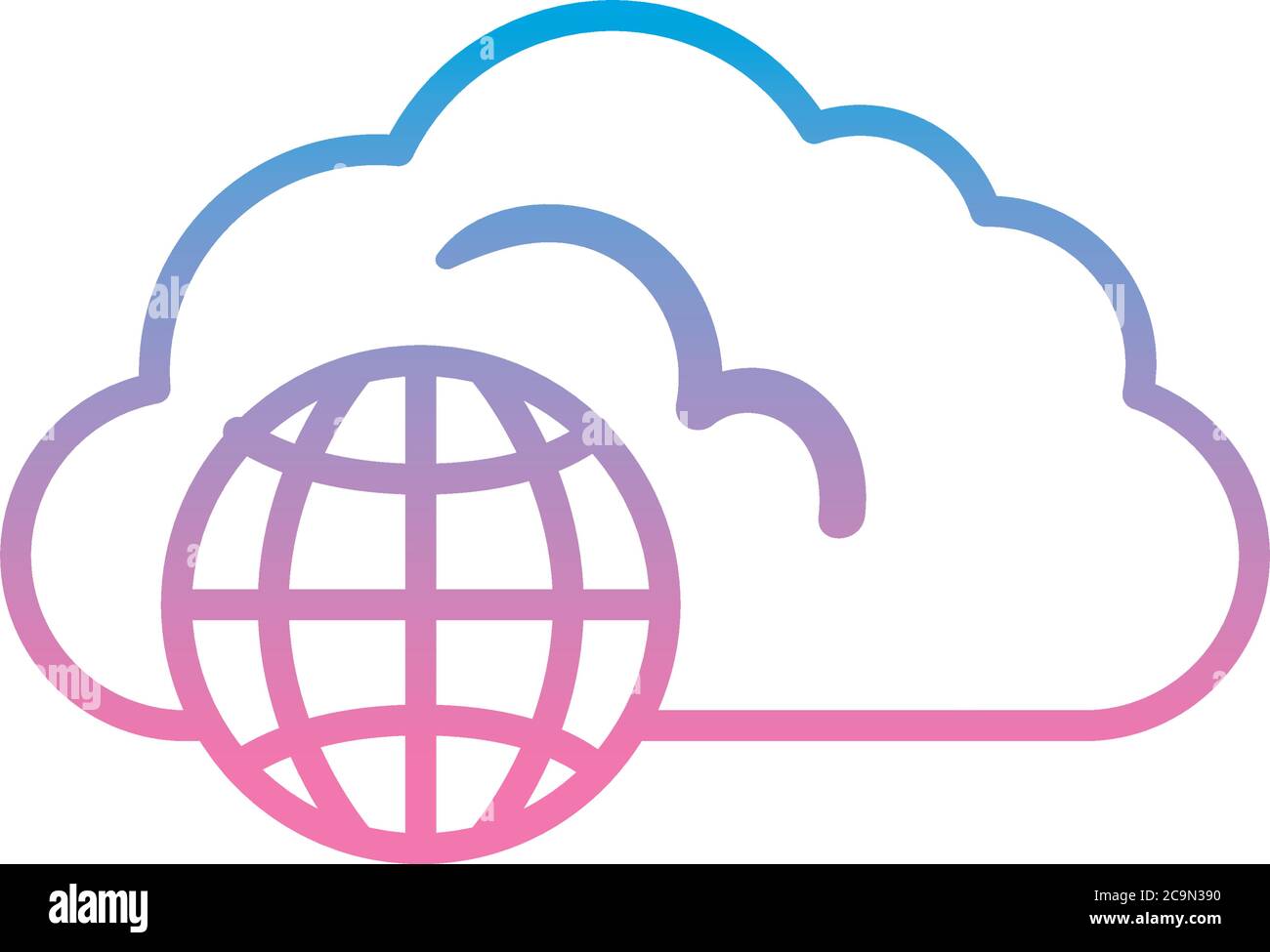 Cloud computing with global sphere gradient style icon design, Communication internet and ...