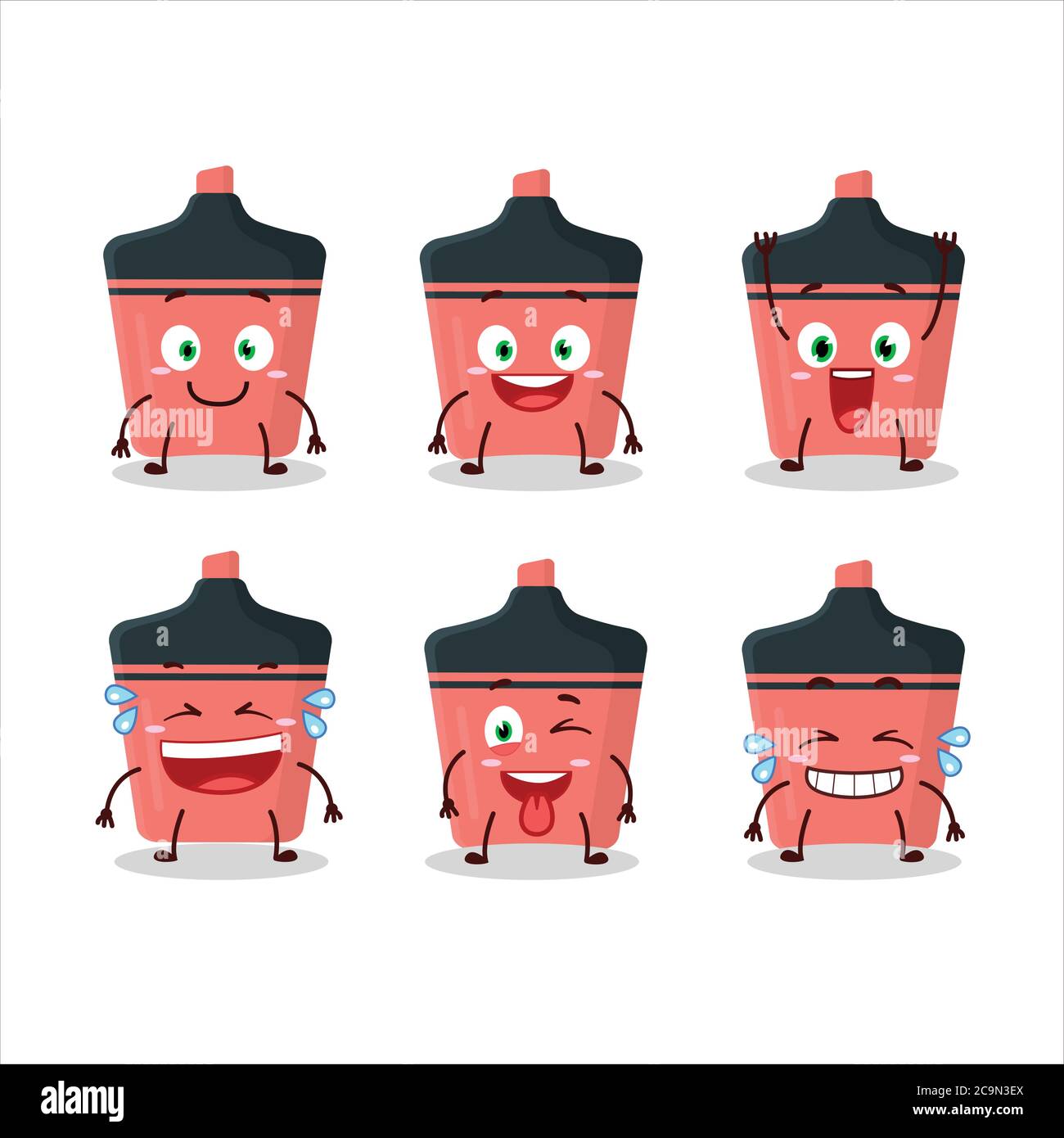 Cartoon character of pink highlighter with smile expression Stock ...