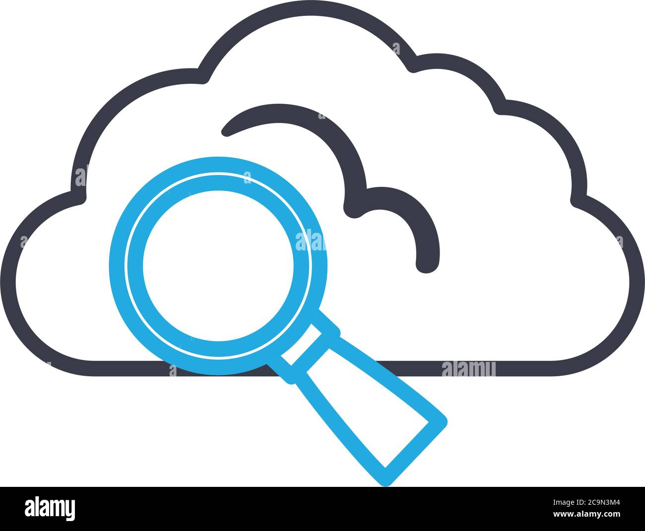 Cloud computing with lupe line style icon design, Communication internet and connectivity theme ...
