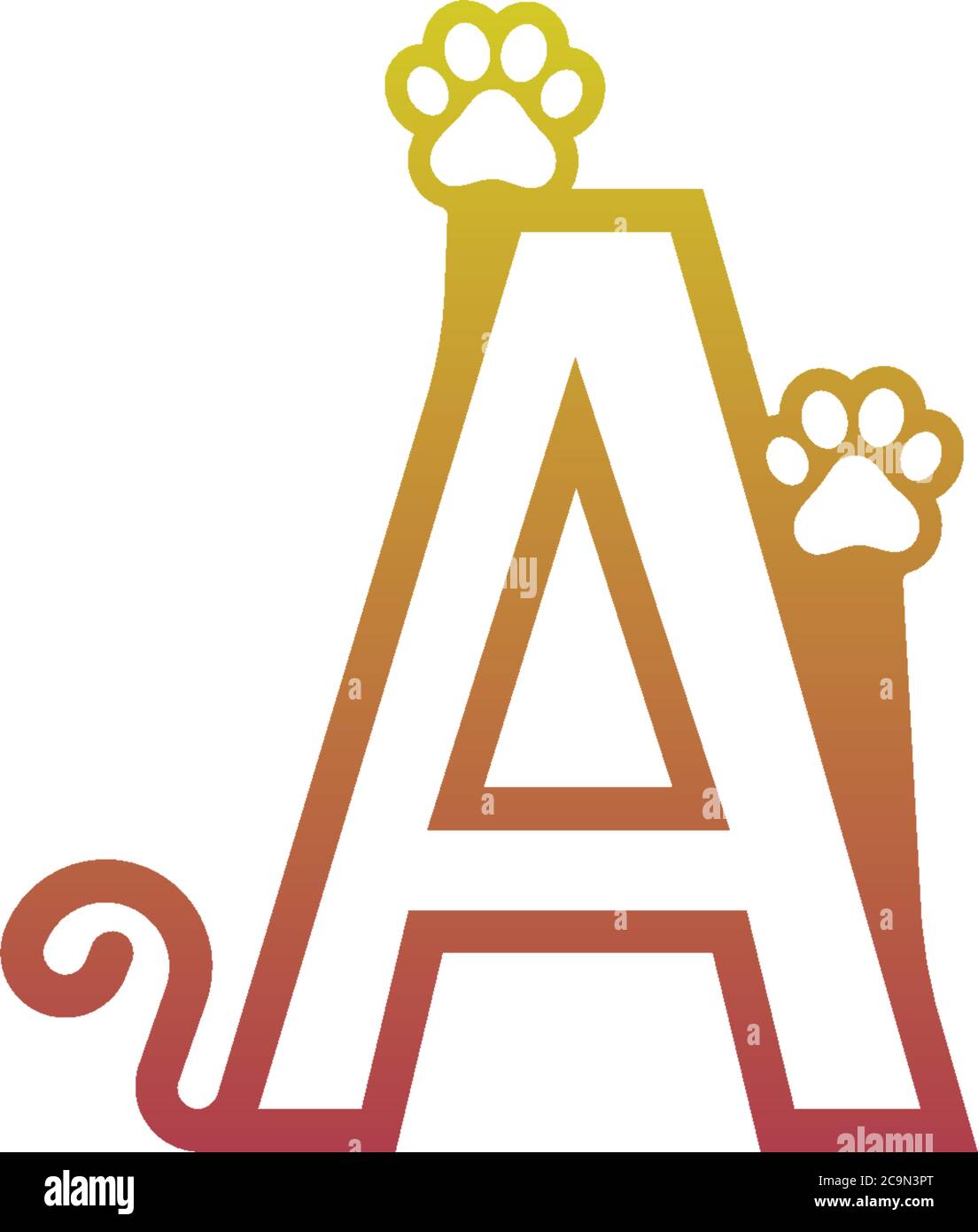 Letter A logo design Dog footprints concept icon illustration Stock ...
