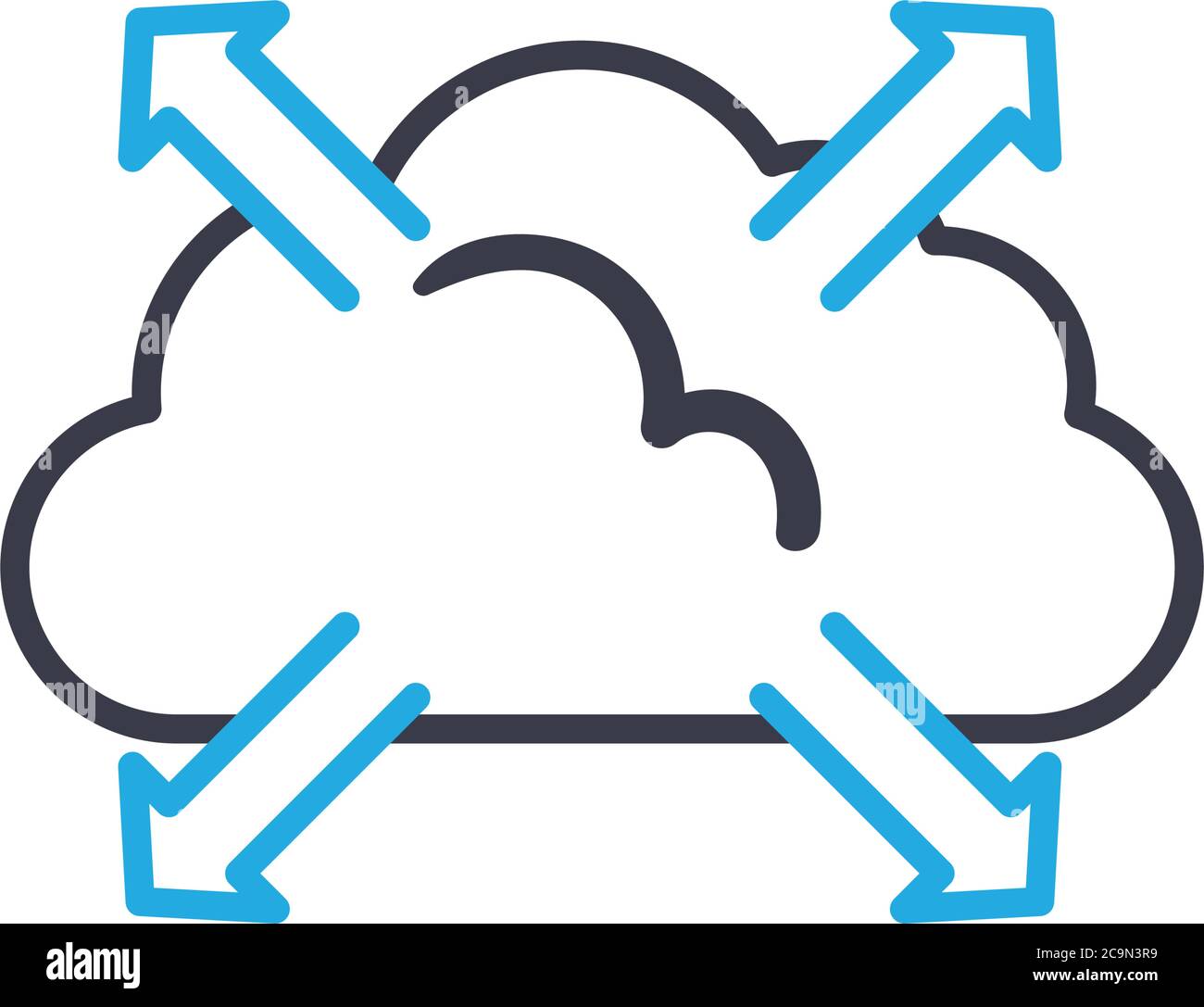 Cloud computing with arrows line style icon design, Communication ...