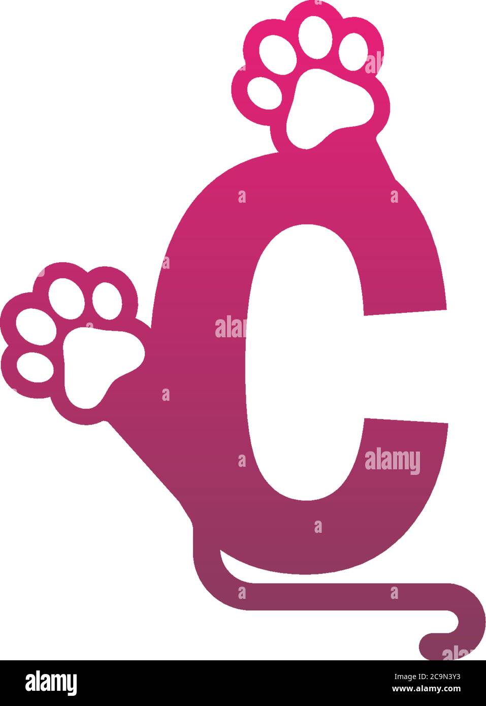 Letter C logo design Dog footprints concept icon illustration Stock ...