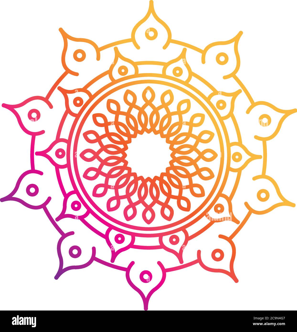 mandala motif floral decoration mystical gradient style icon vector ...