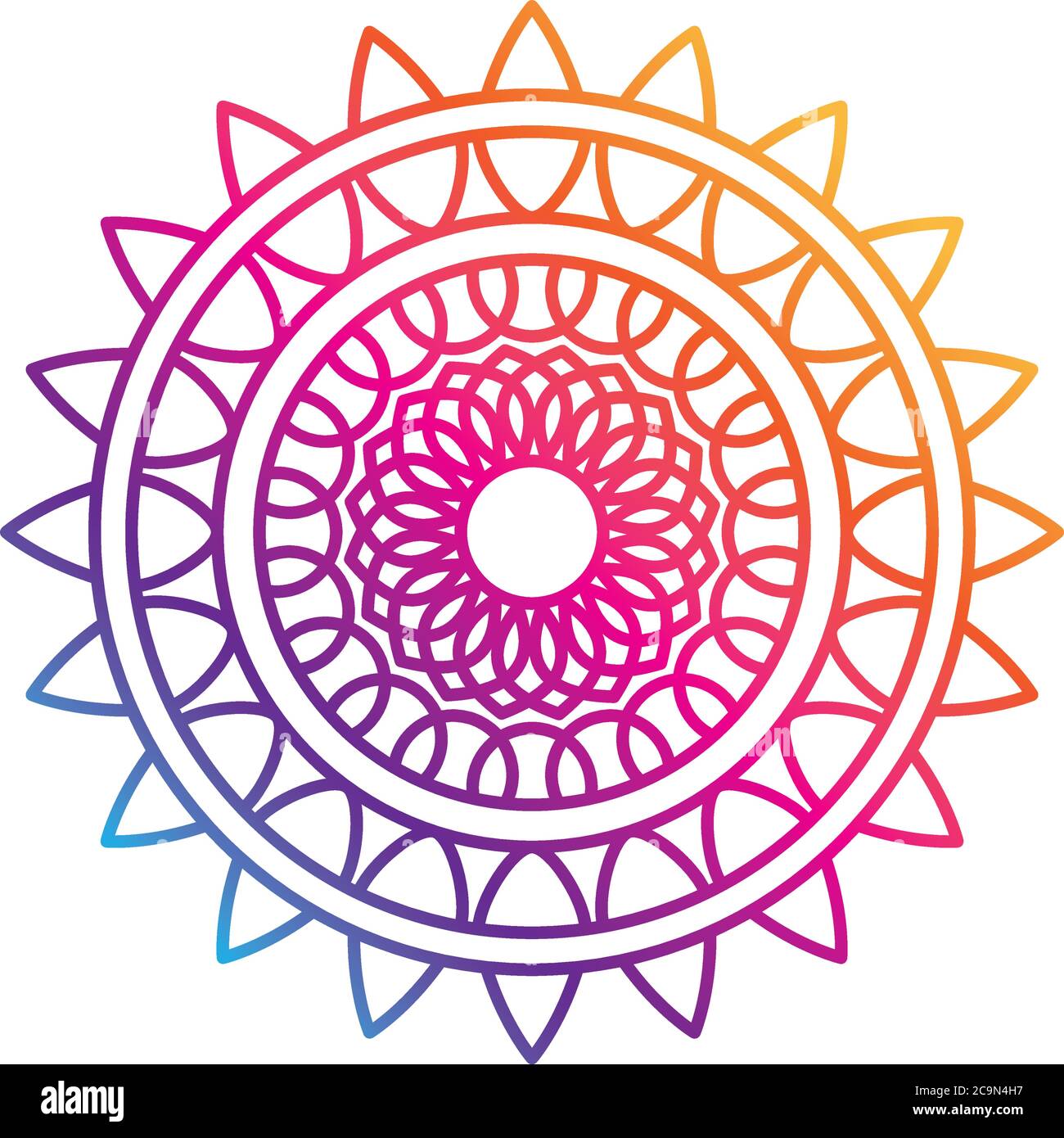 mandala motif floral decoration mystical gradient style icon vector ...