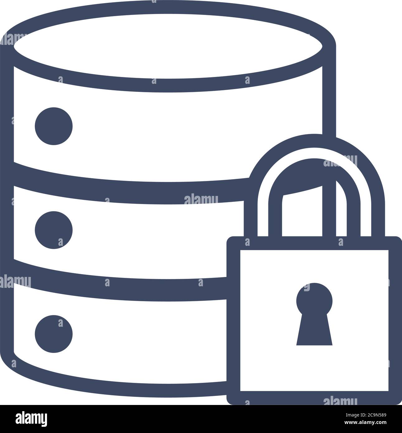 Web hosting with padlock line style icon design, Data center base security system hardware ...