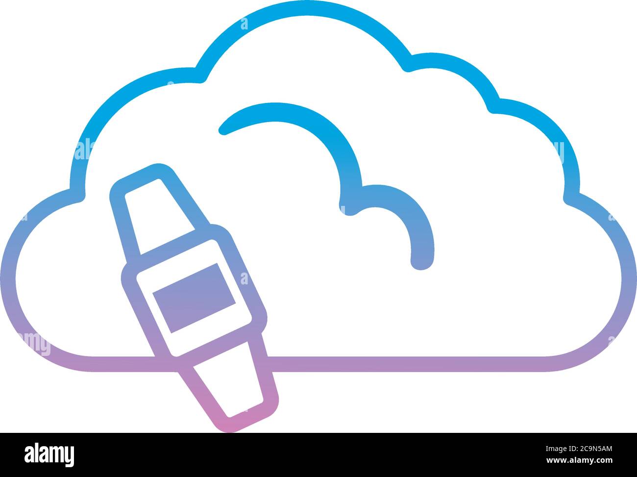 Cloud computing with smartwatch gradient style icon design, Communication internet and ...