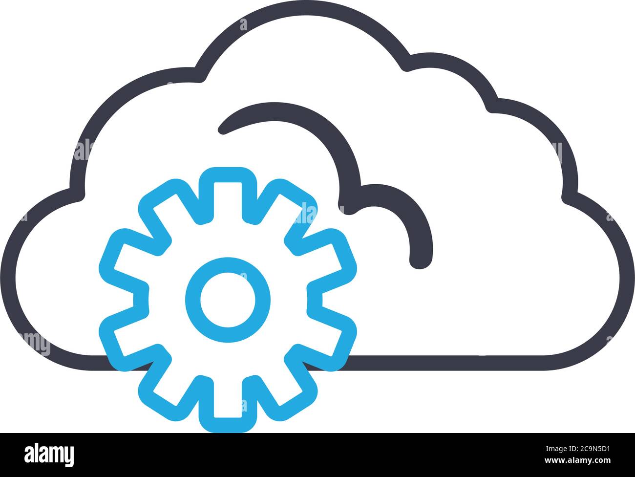 Cloud computing with gear line style icon design, Communication internet and connectivity theme ...