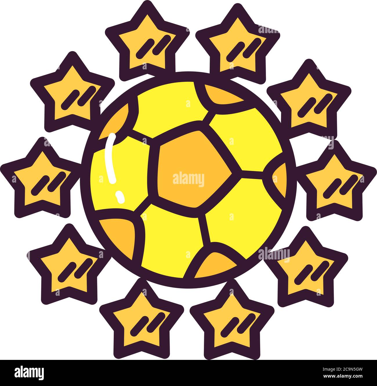 Ball with stars line and fill style icon design, Soccer football sport ...