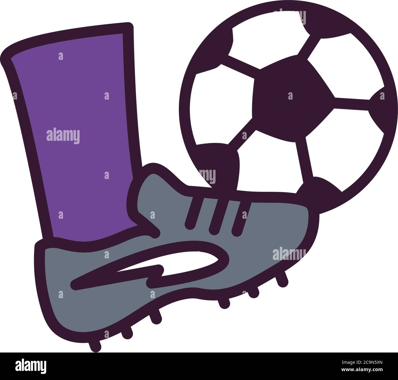 foot with ball line and fill style icon design, Soccer football sport ...