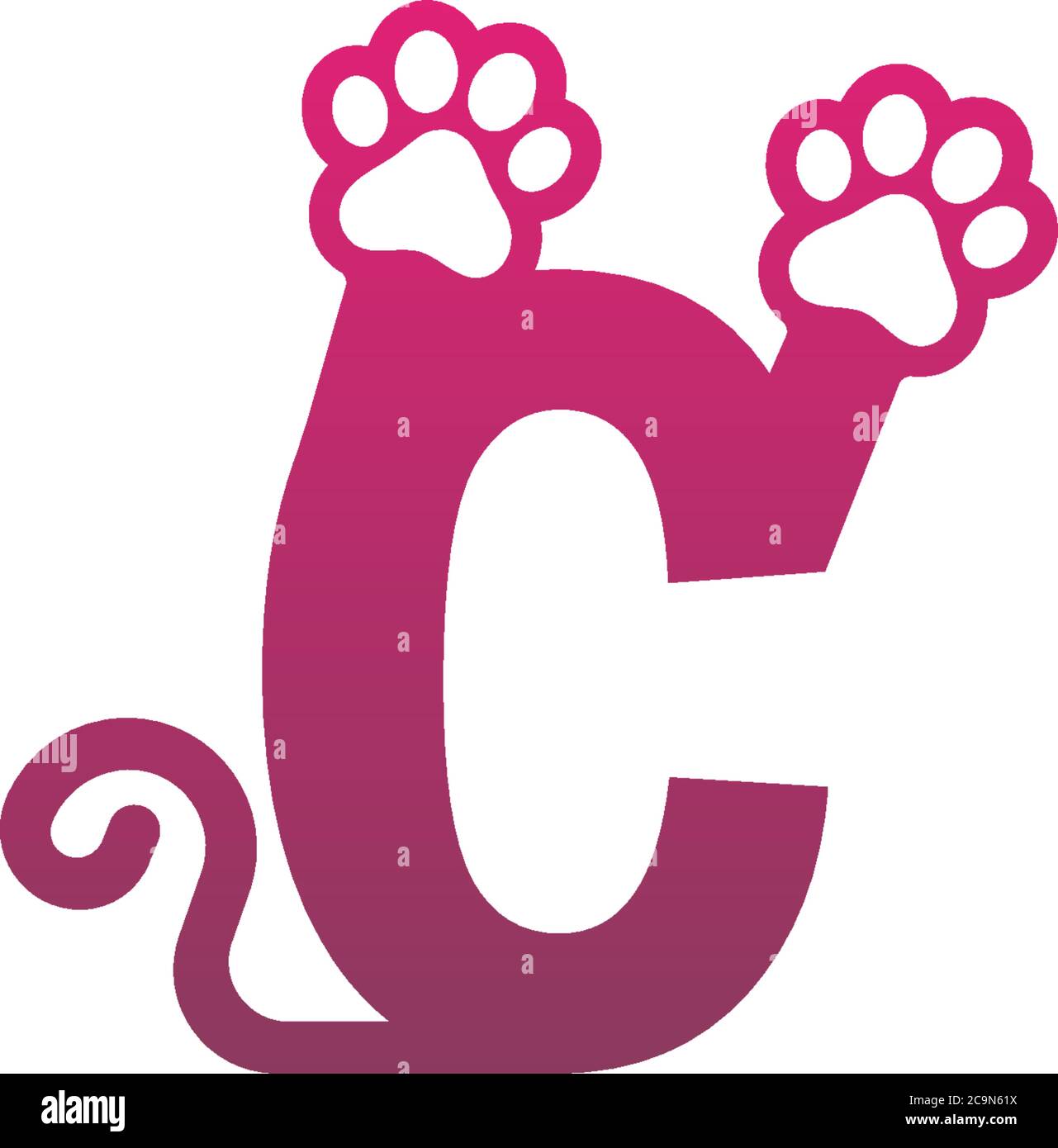 Letter C logo design Dog footprints concept icon illustration Stock ...