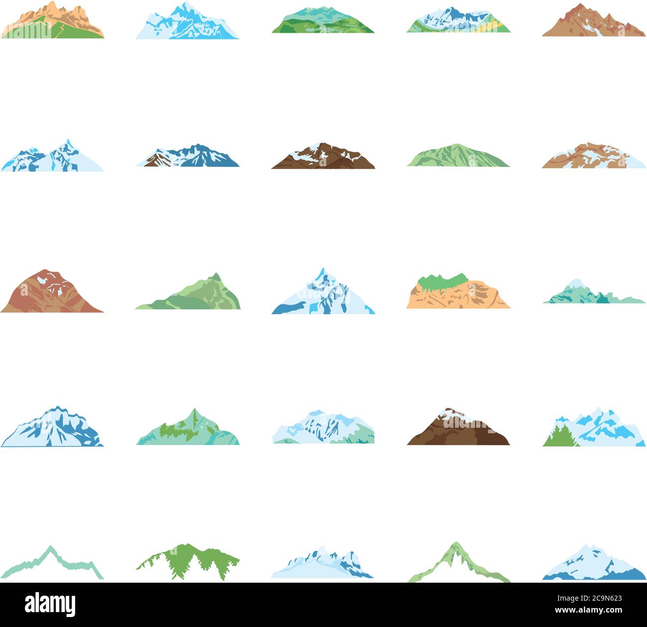 icon set of mountains shapes over white background, flat style, vector ...