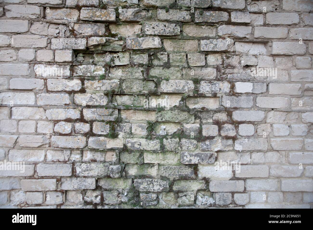 Real old brick wall crumbling from time to time Stock Photo - Alamy