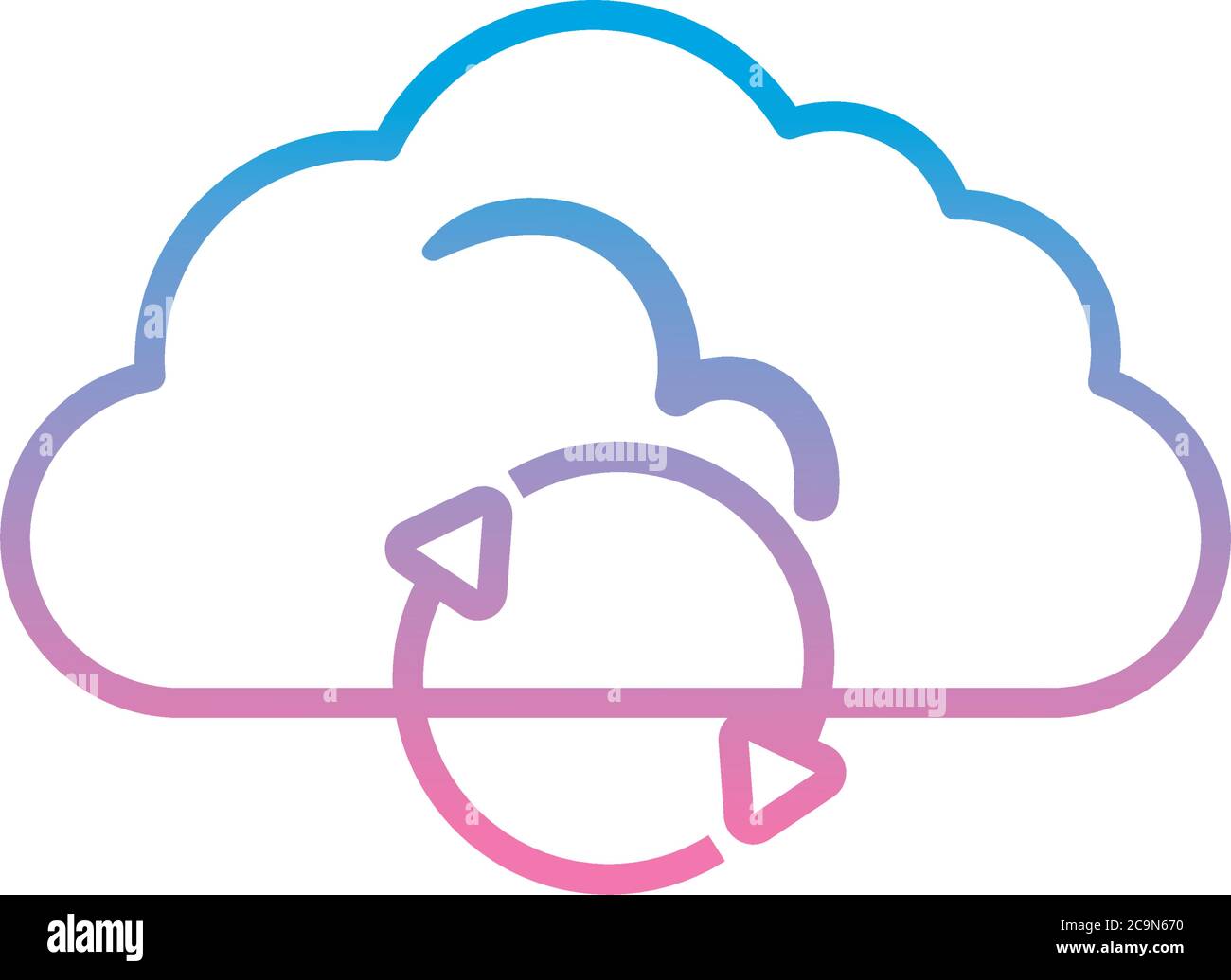 Cloud computing with repeat arrows gradient style icon design, Communication internet and ...