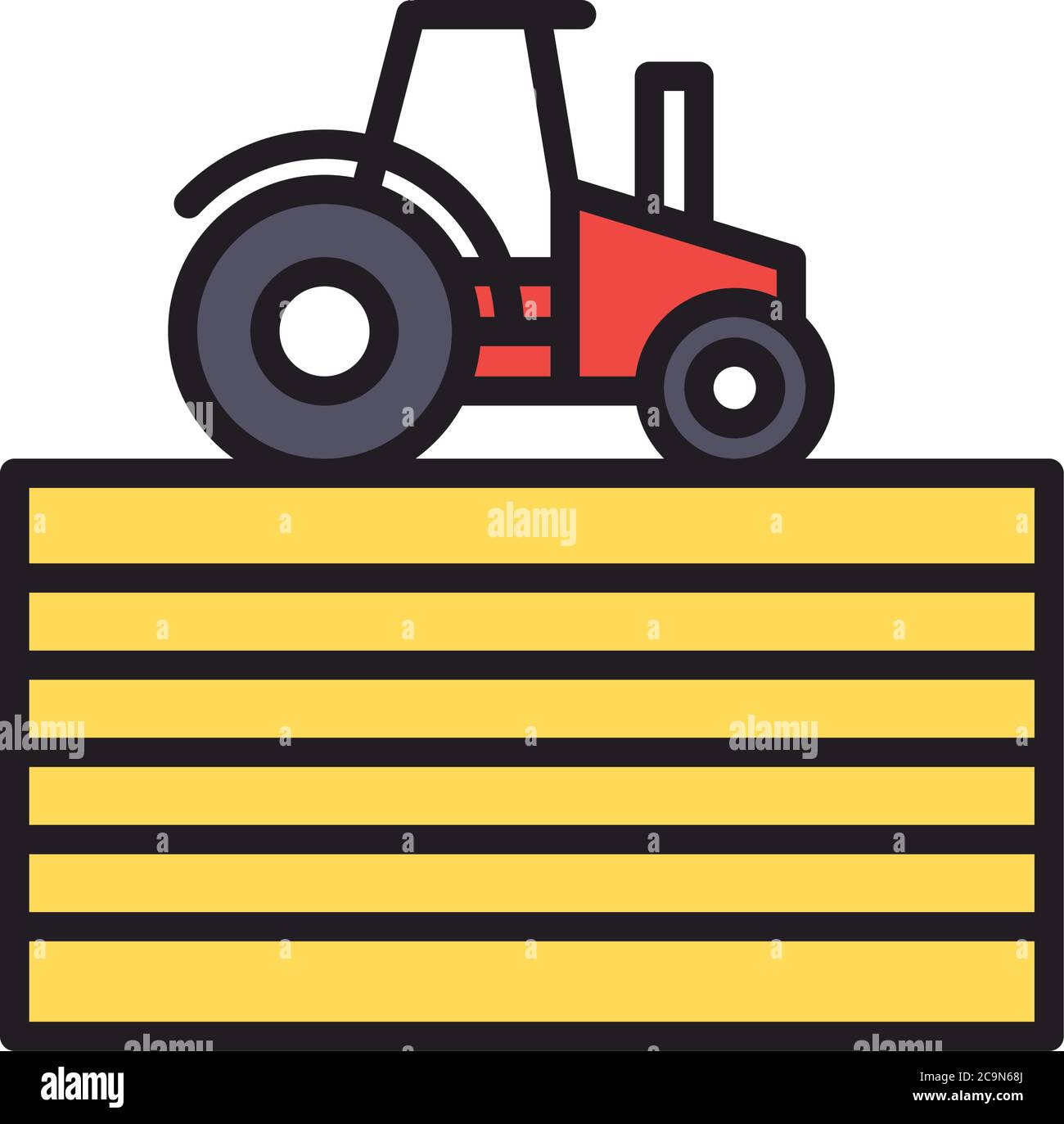 farm tractor line and fill style icon design, agronomy lifestyle ...