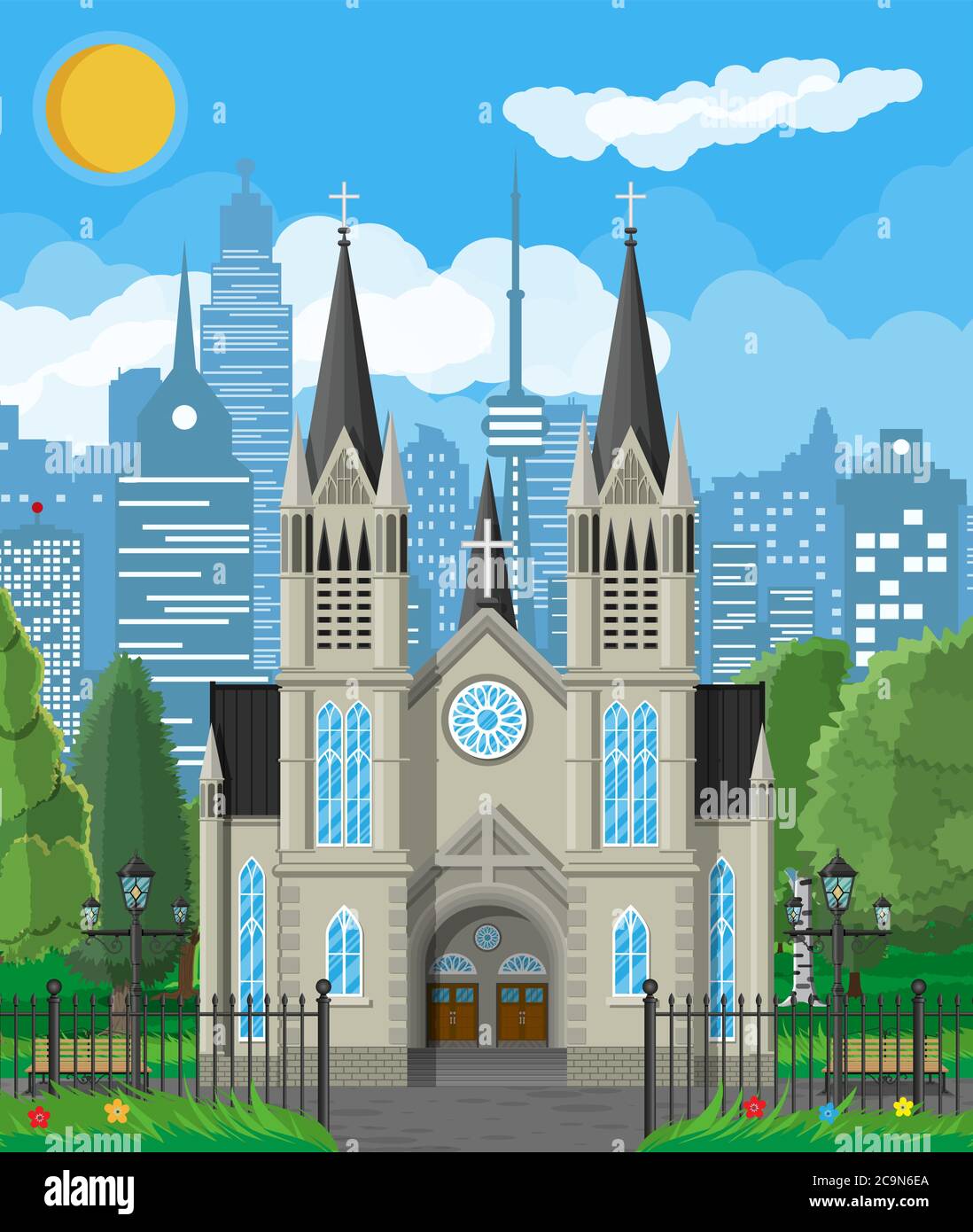 Cathedral park Stock Vector Images - Alamy