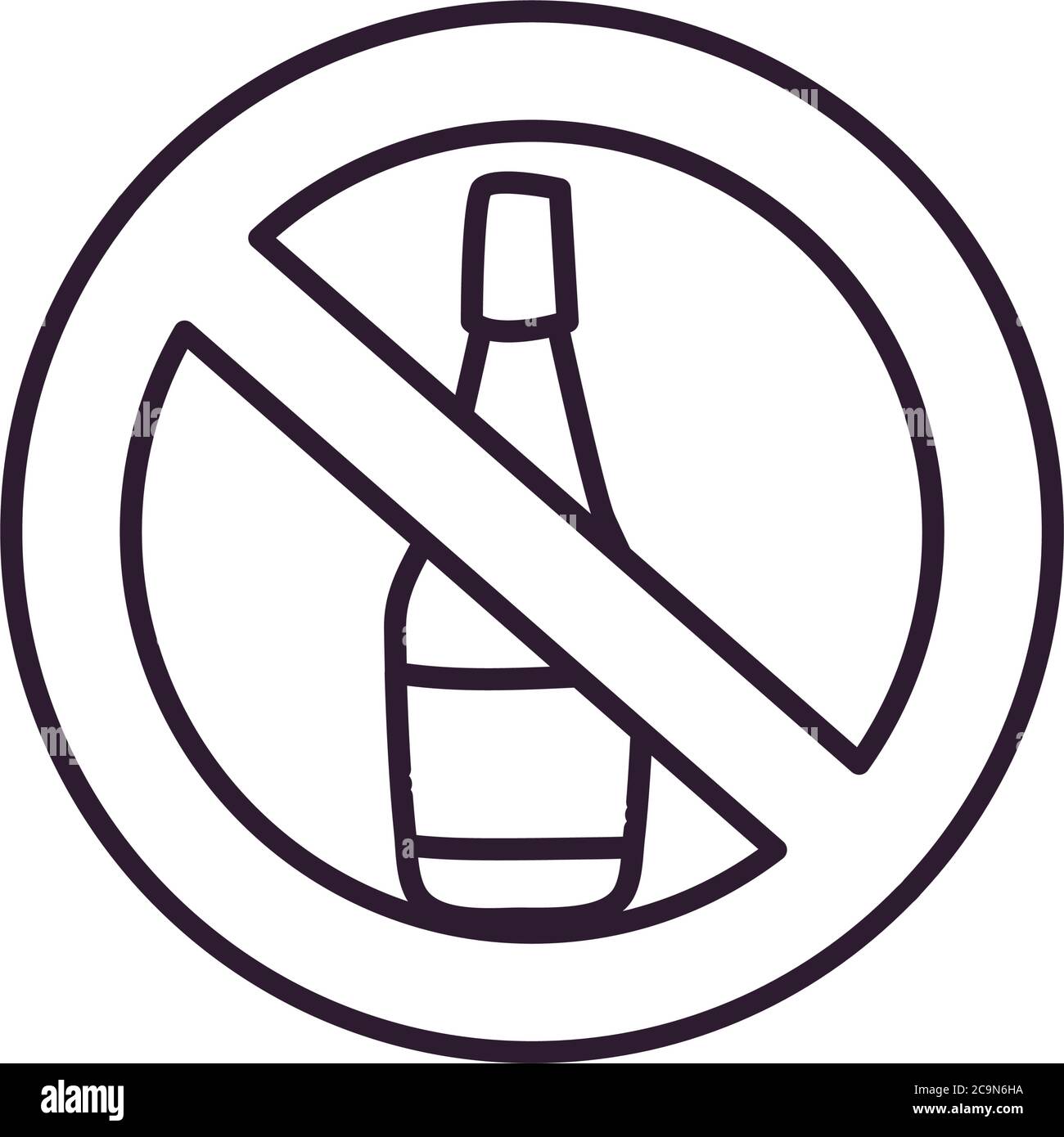 alcohol bottle with ban line style icon design, healthy lifestyle and ...