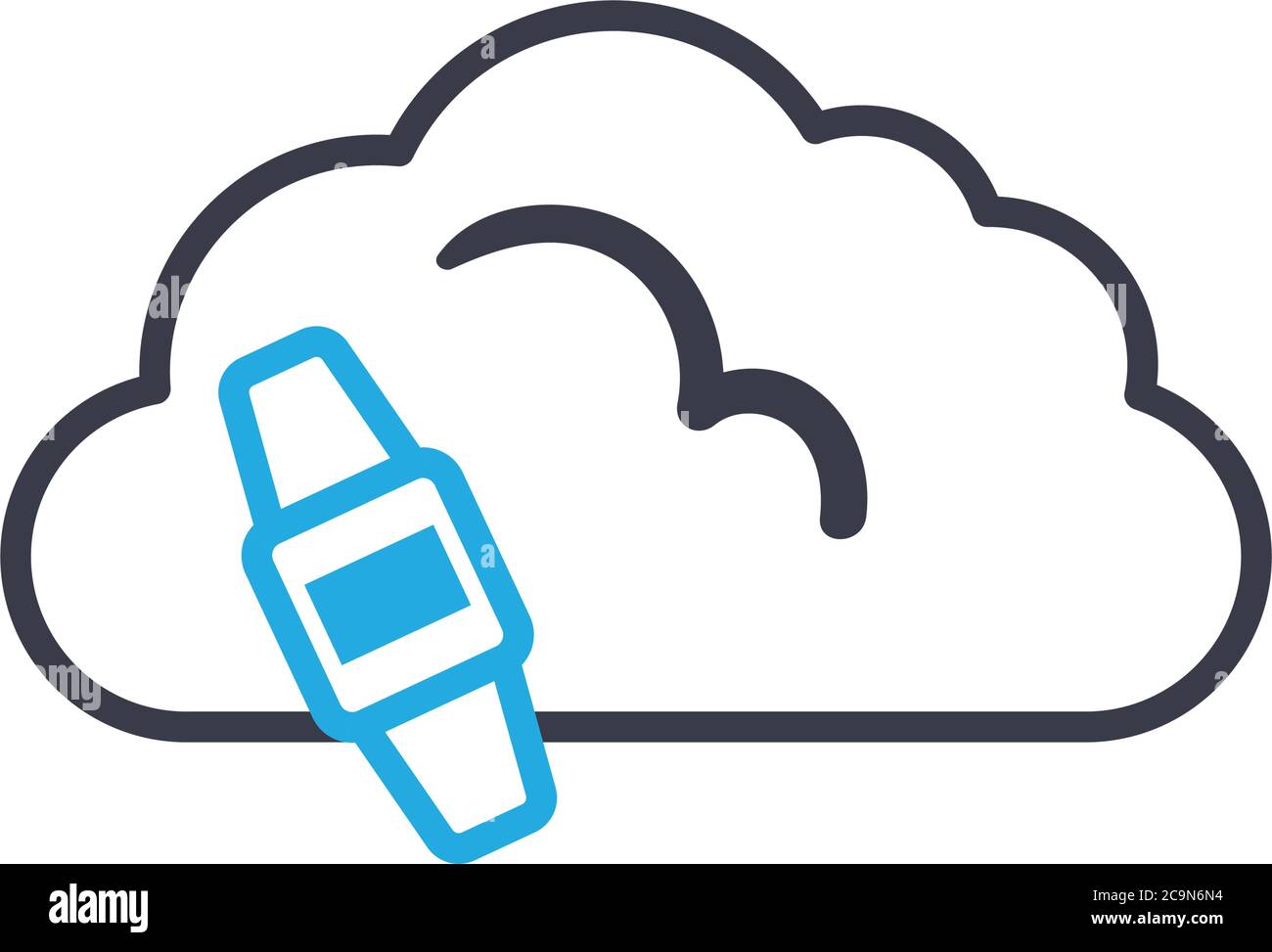 Cloud Computing With Smartwatch Line Style Icon Design Communication