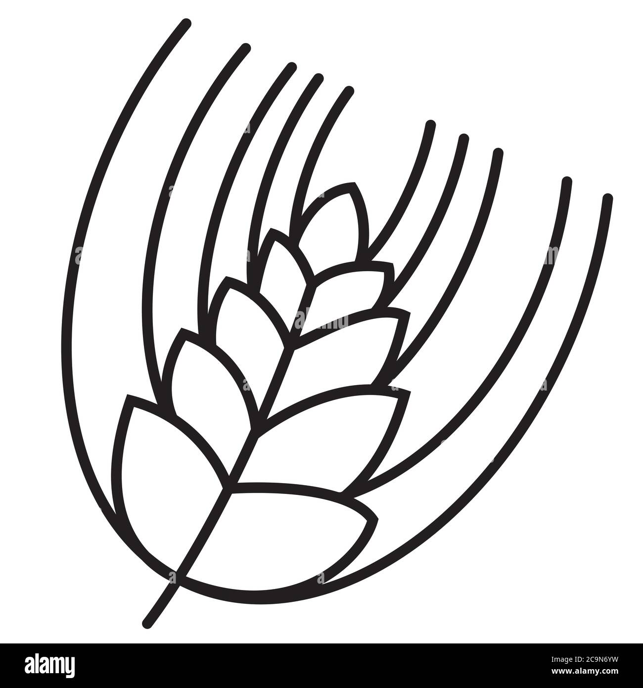 Wheat simple icon logo design. Vector illustration line doodle style ...