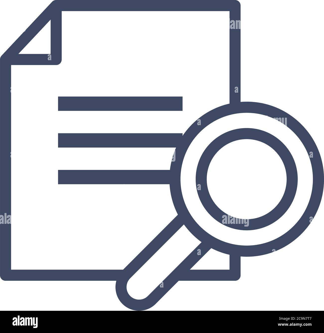 Document paper with lupe line style icon design, Data archive and information theme Vector ...