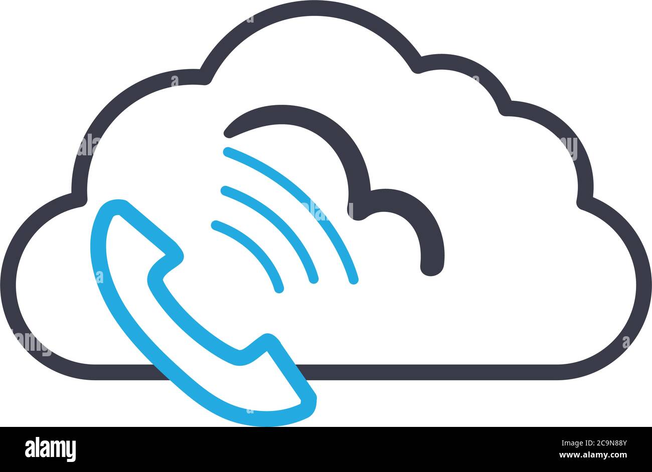 Cloud computing with phone line style icon design, Communication ...