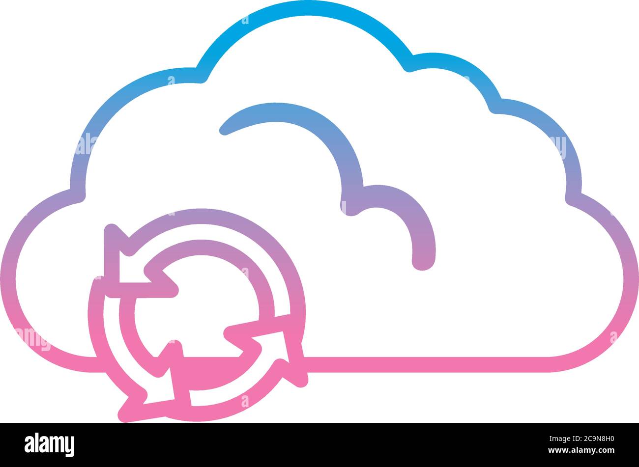 Cloud computing with repeat arrows gradient style icon design, Communication internet and ...