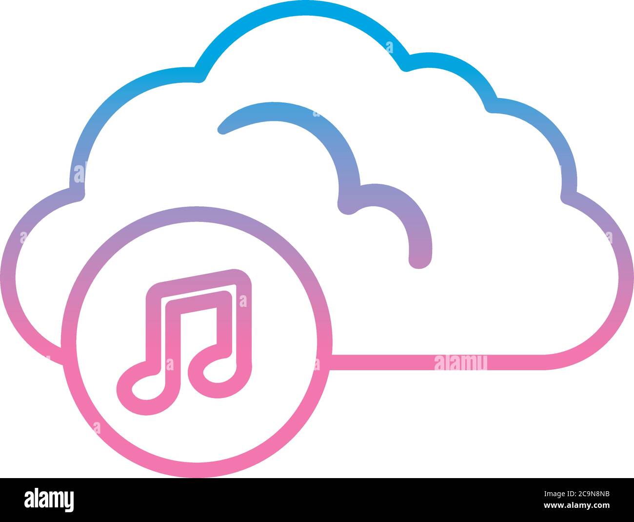 Cloud computing with music note gradient style icon design ...
