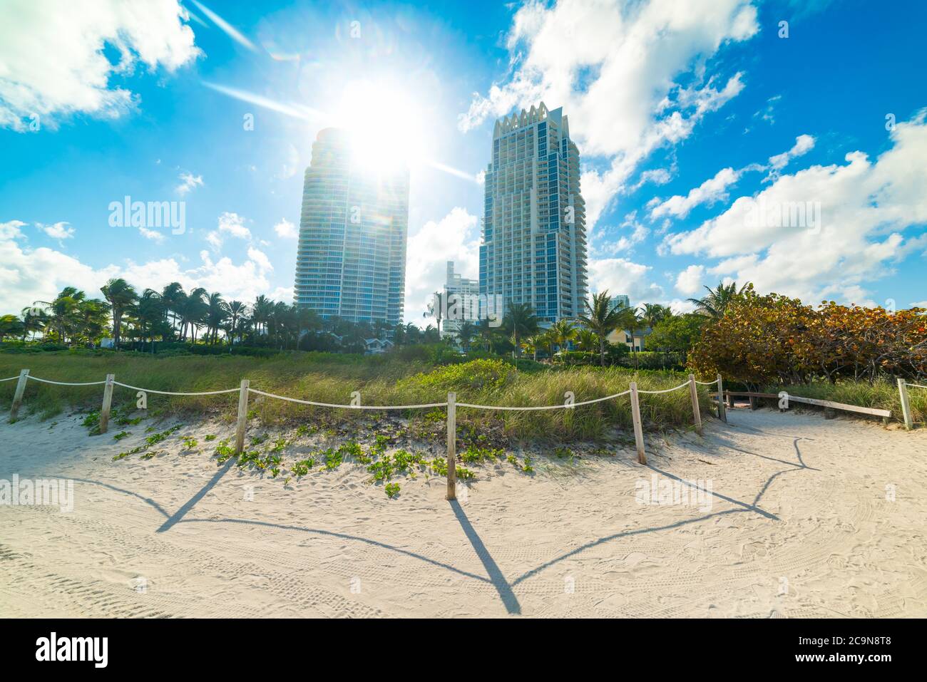 Skyscrapers in Miami Beach seafront. Southern Florida, USA Stock Photo ...