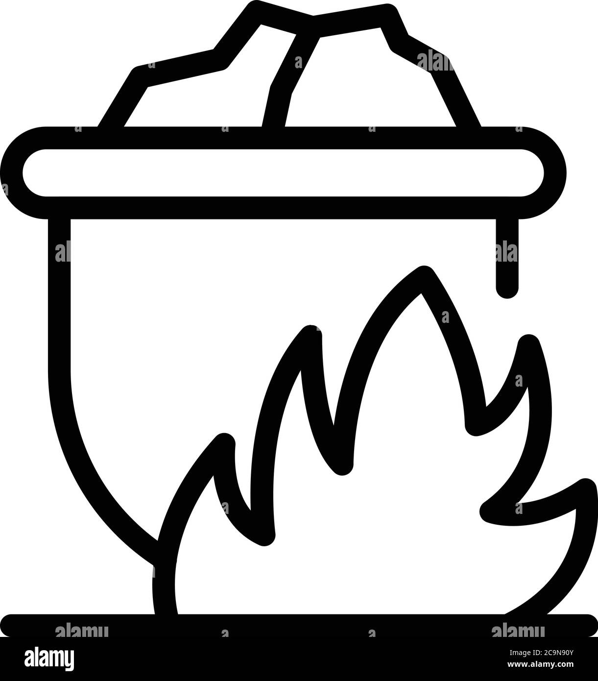 Metallurgy on fire pot icon, outline style Stock Vector Image & Art - Alamy