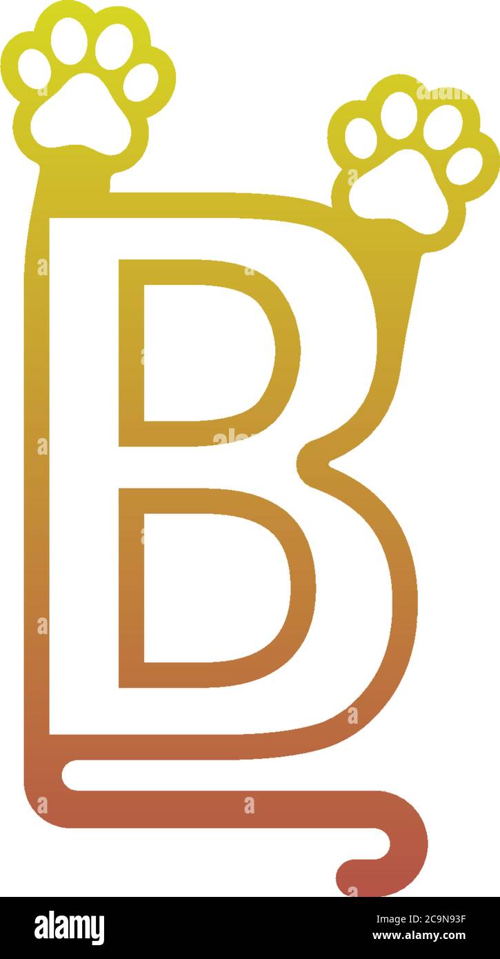 Letter B logo design Dog footprints concept icon illustration Stock ...