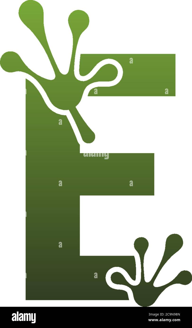 Letter E logo design frog footprints concept icon illustration Stock ...