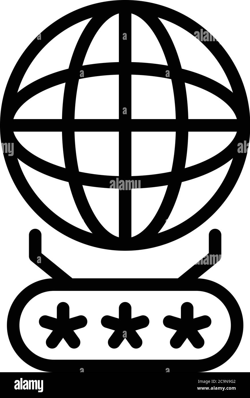 Global smart authentication icon, outline style Stock Vector Image ...