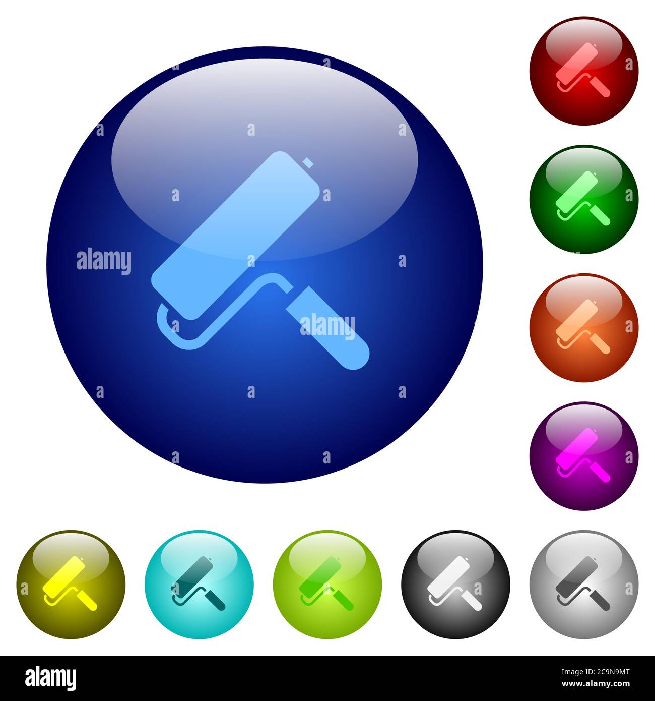 Paint roller icons on round color glass buttons Stock Vector Image ...