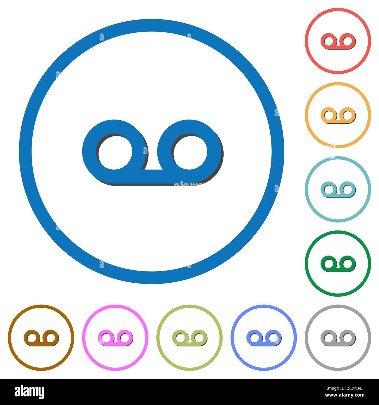 Voicemail flat color vector icons with shadows in round outlines on white background Stock ...