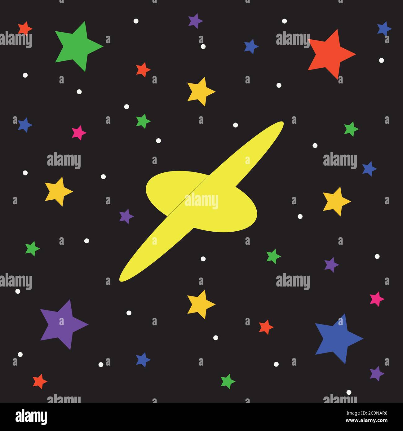Cartoon space background with colorful stars. Night starry sky. Vector ...