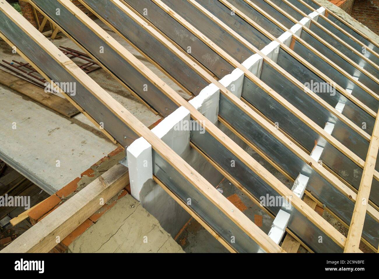 Stainless steel roof structure for future roof under construction ...