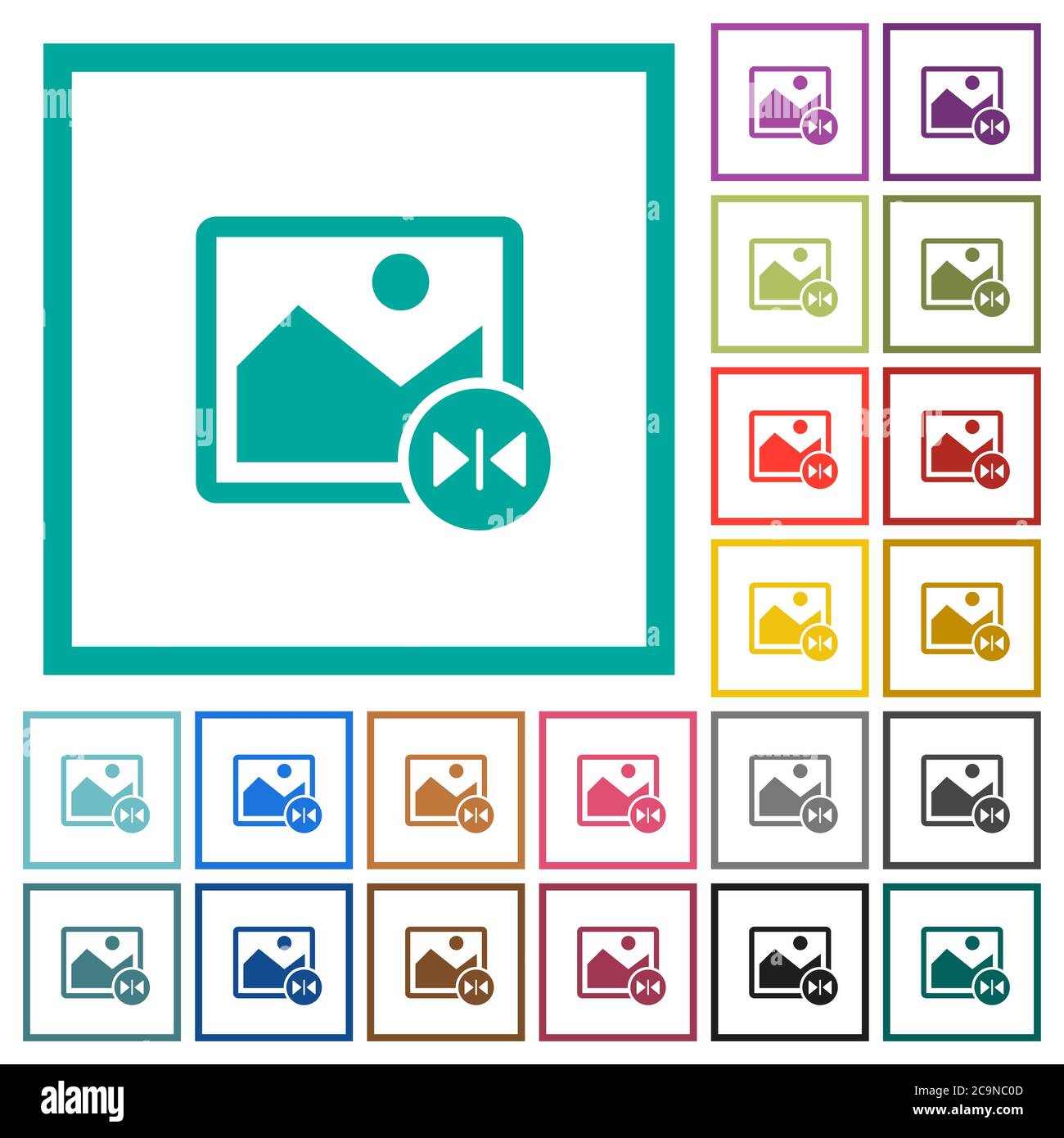 Horizontal flip image flat color icons with quadrant frames on white background Stock Vector ...