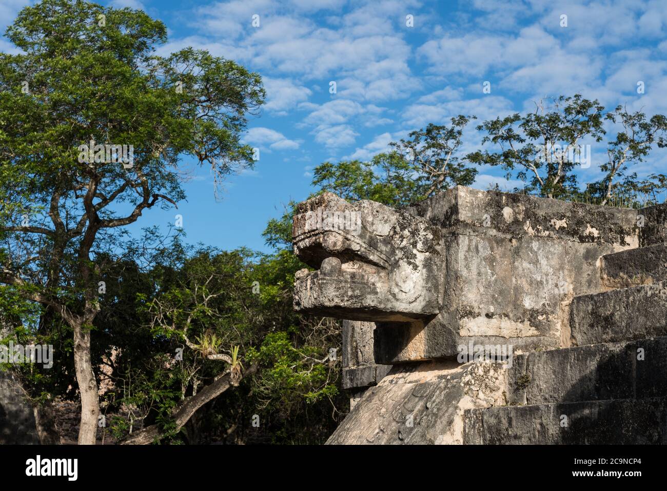 Carved serpents on the Platform of the Eagles and Jaguars, built in ...