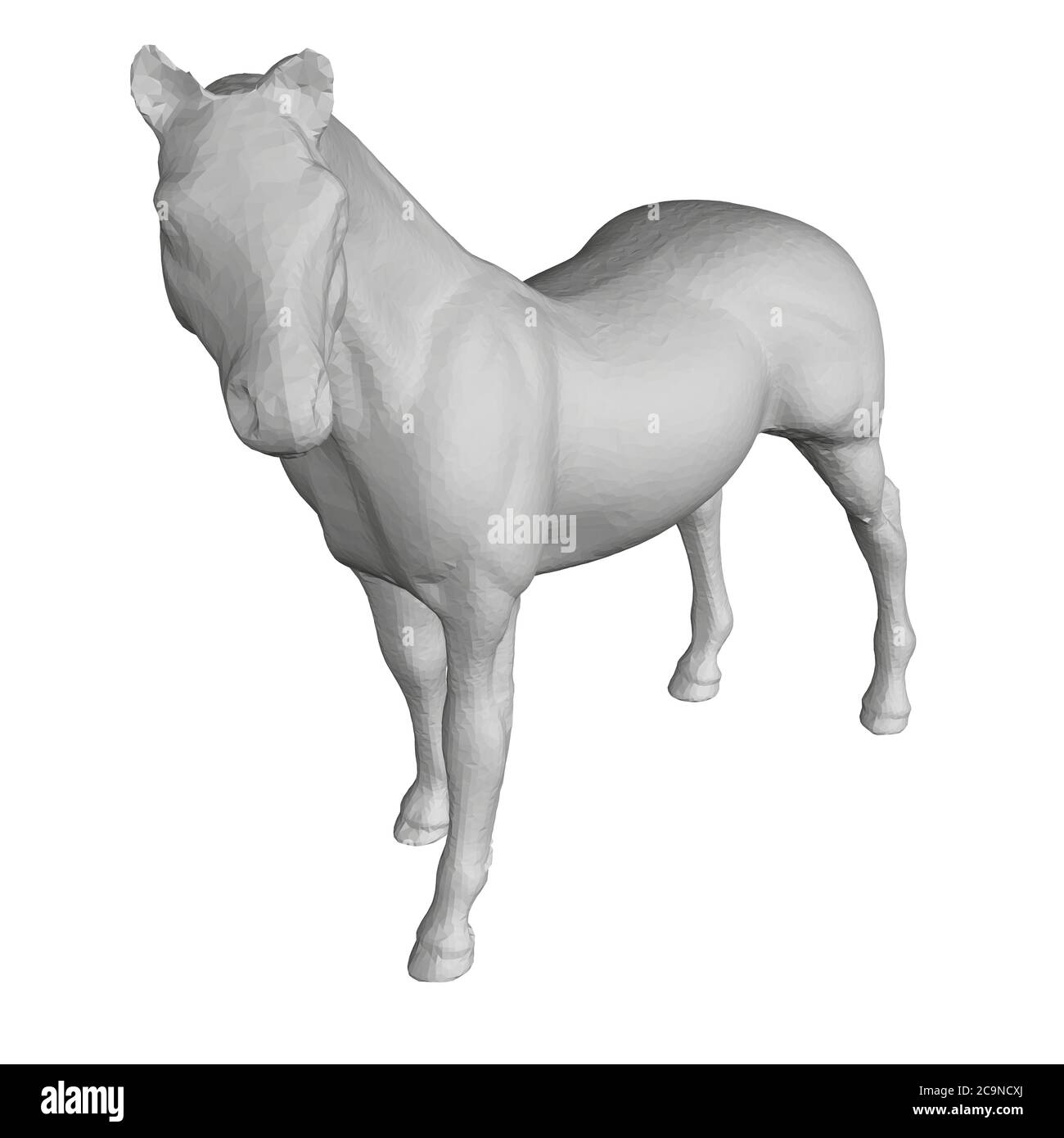 Polygonal realistic horse. Detailed gray horse. 3D. Vector illustration ...