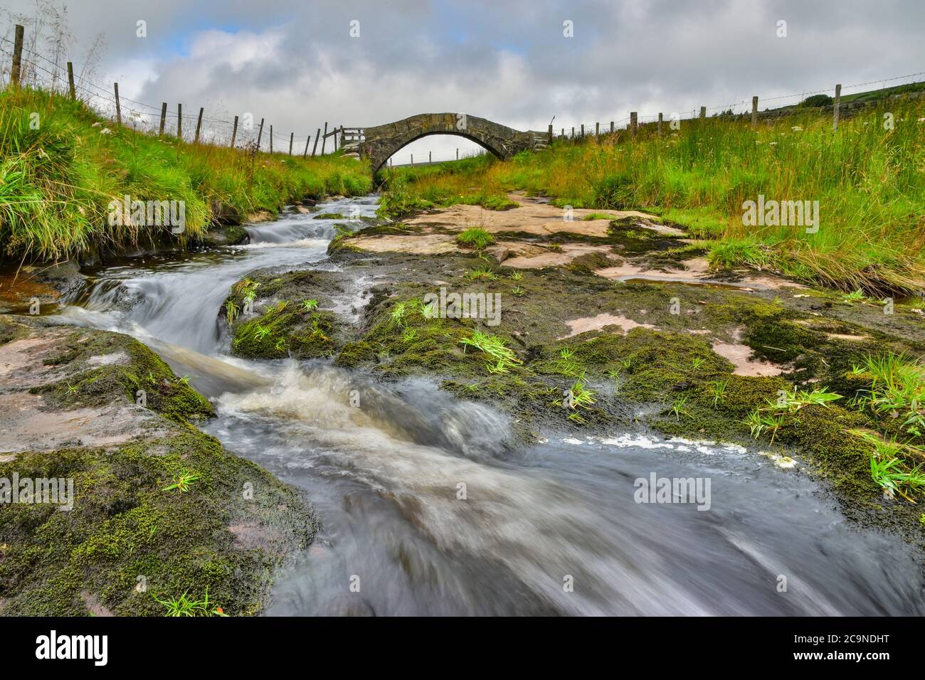 Strines Bridge, Lower Strines, Colden Water, Old Packhorse Bridge over river, Jack Bridge ...