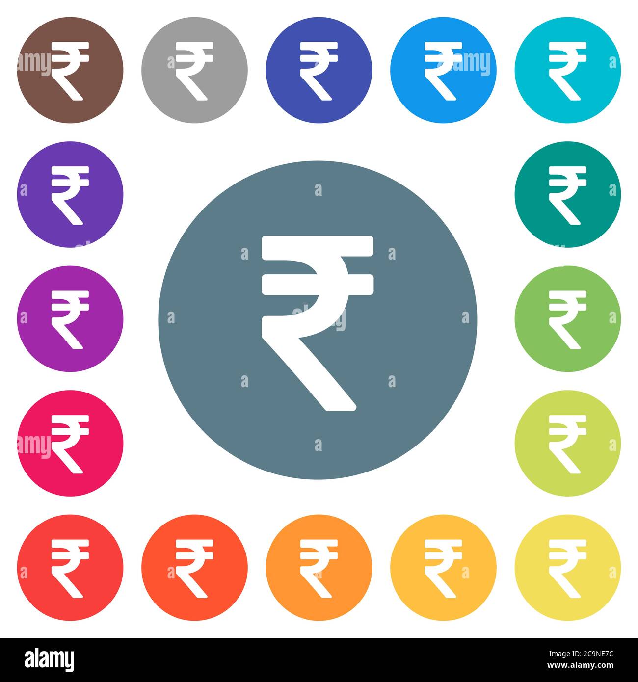 Indian Rupee sign flat white icons on round color backgrounds. 17 ...