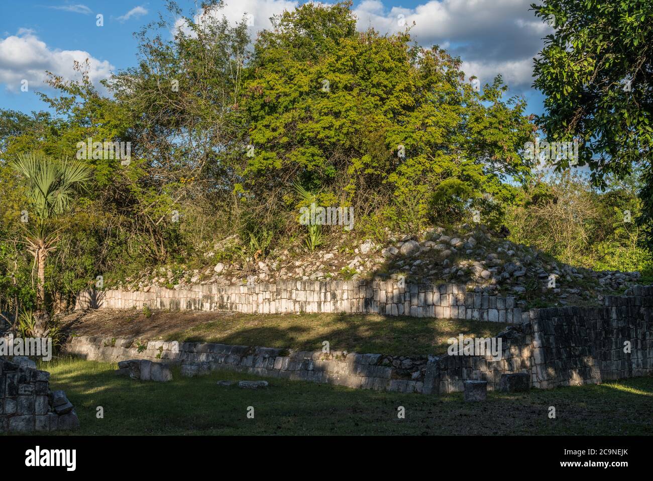 The small ball court at the Casa Colorado or Red House in the ruins of ...