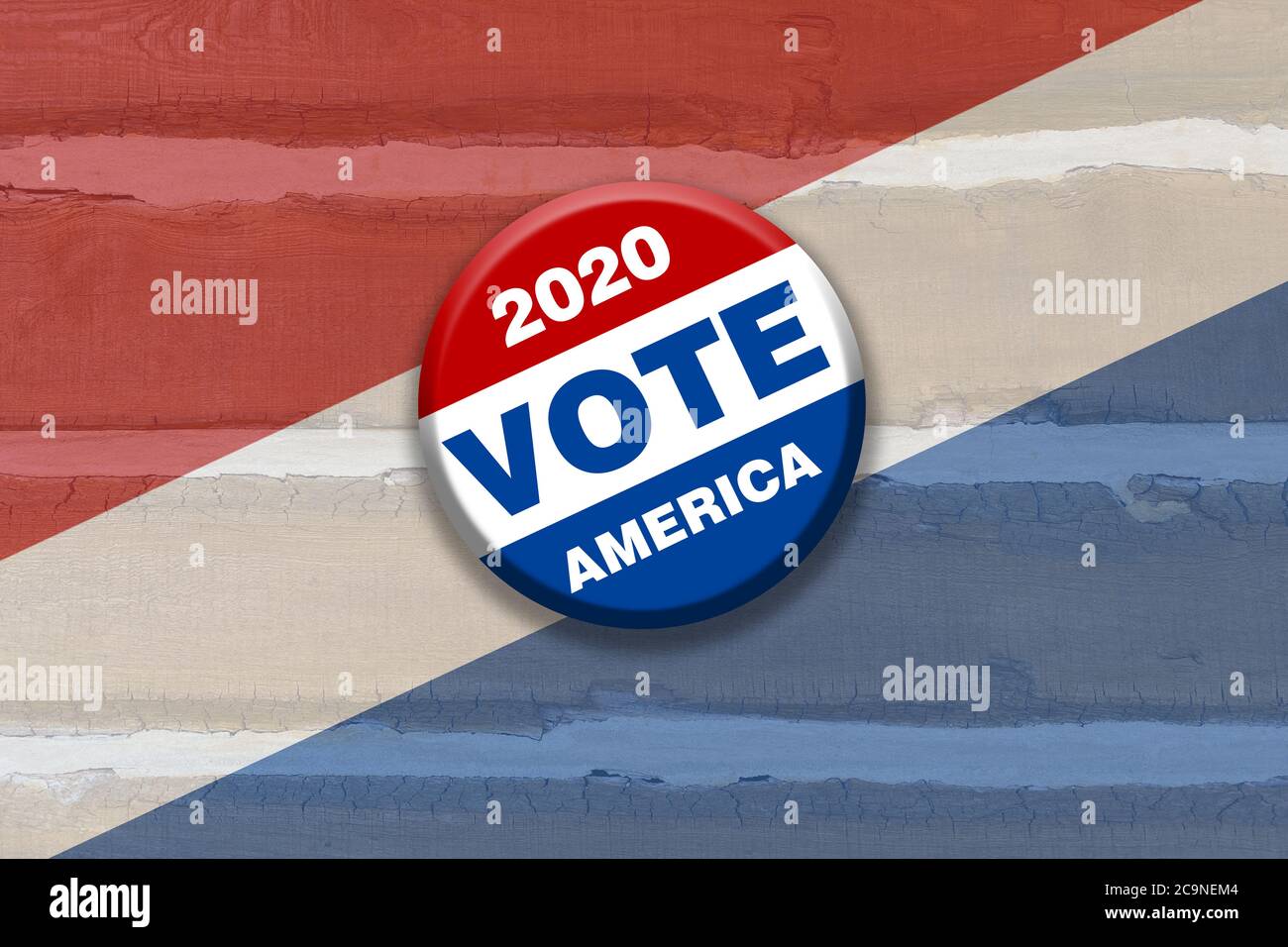 rustic red white blue vote 2020 america button pin on wood background ...