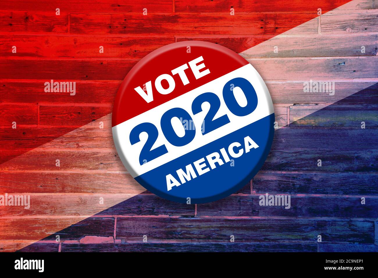 vivid red white blue vote 2020 america button pin on wood background ...