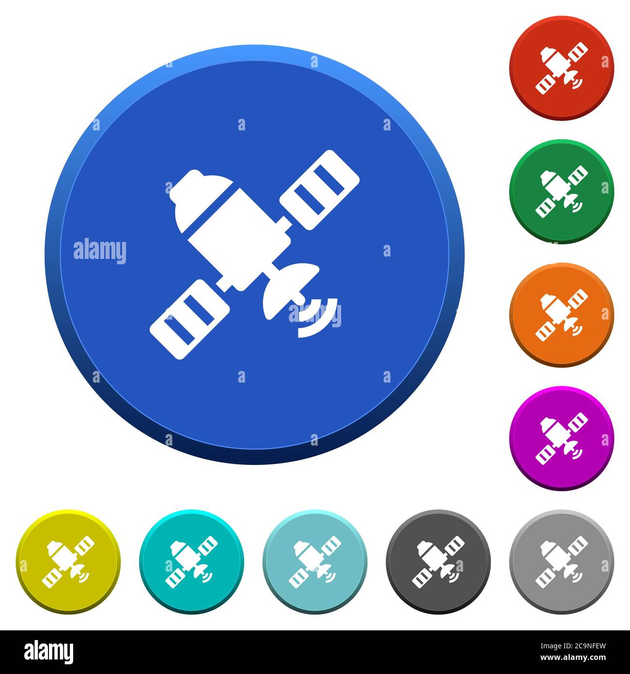 Satellite round color beveled buttons with smooth surfaces and flat ...