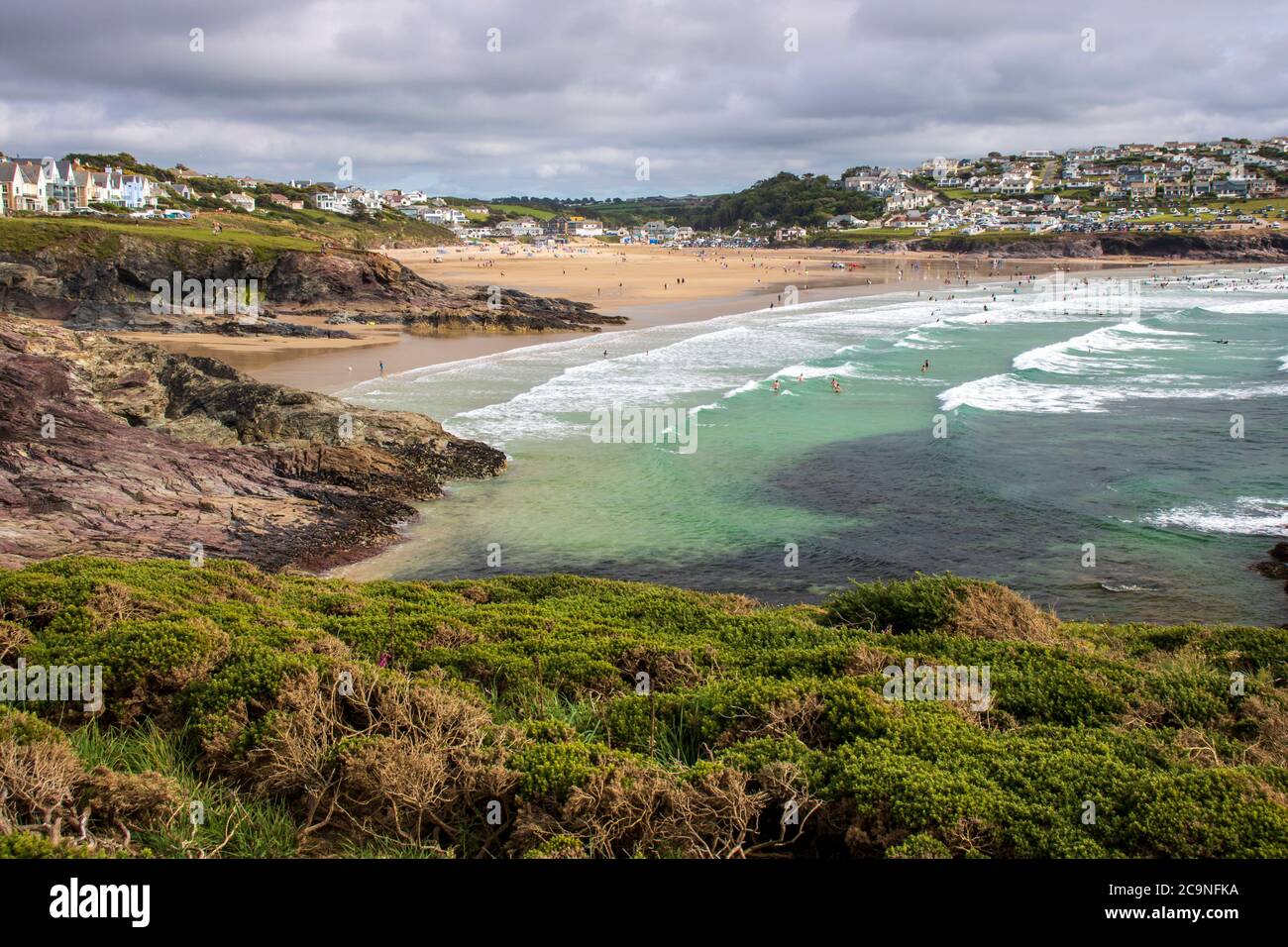 Polzeath - a beautiful seaside landscape in North Cornwall Stock Photo ...