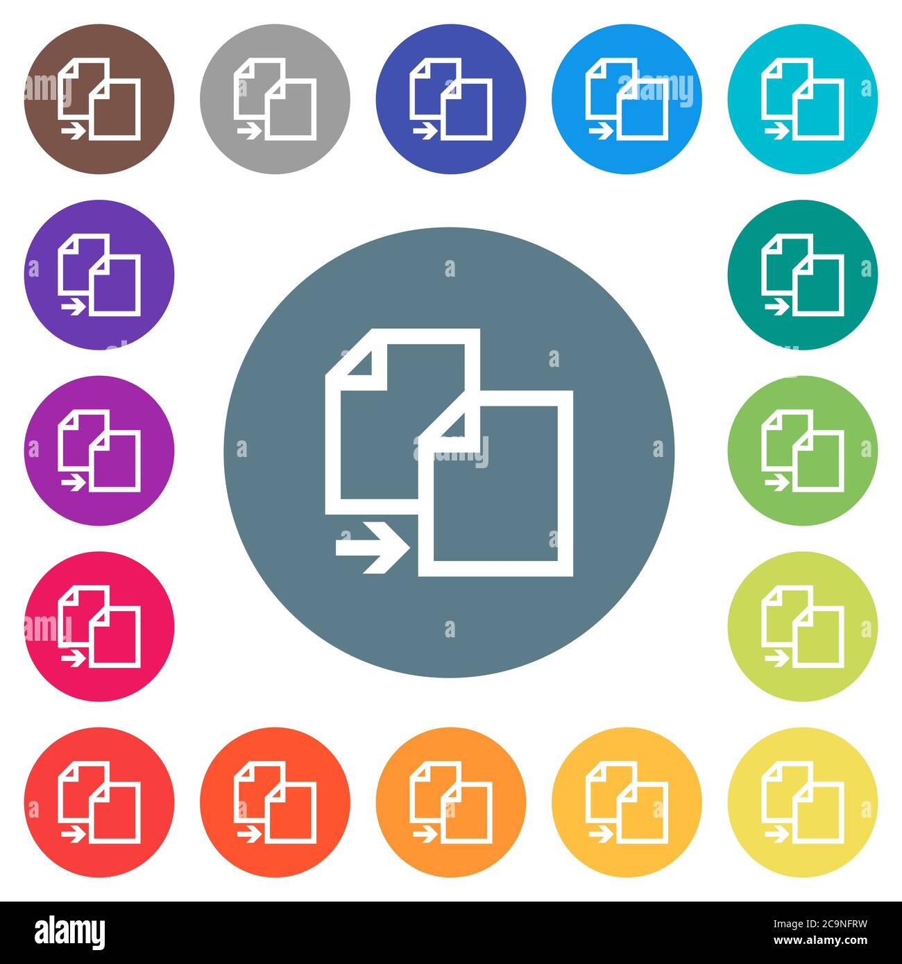 Copy item flat white icons on round color backgrounds. 17 background ...