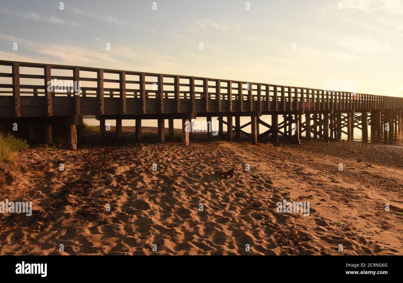 Wooden powder point bridge over Duxbury Bay Stock Photo - Alamy
