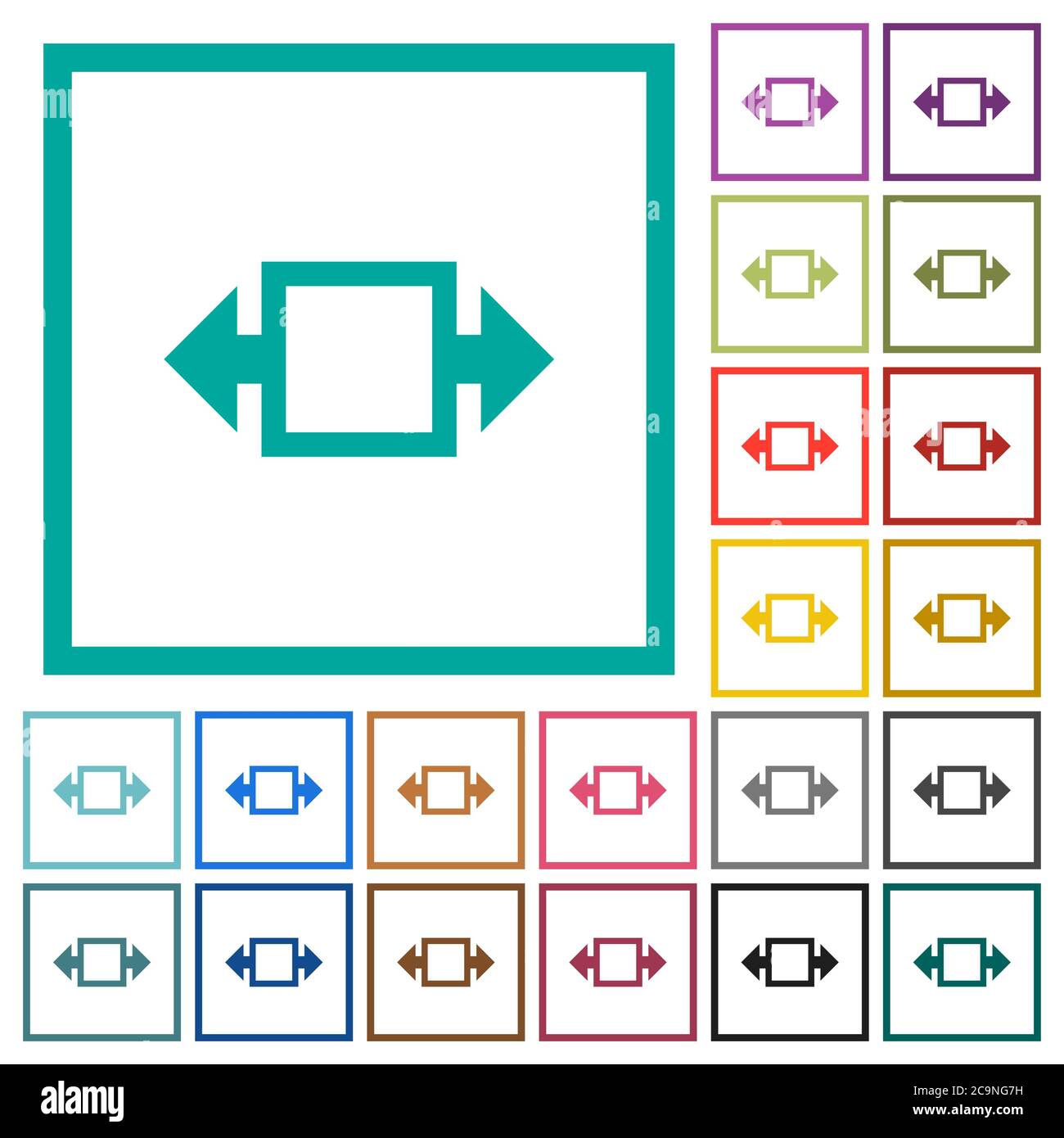 Width Tool Flat Color Icons With Quadrant Frames On White Background Stock Vector Image And Art